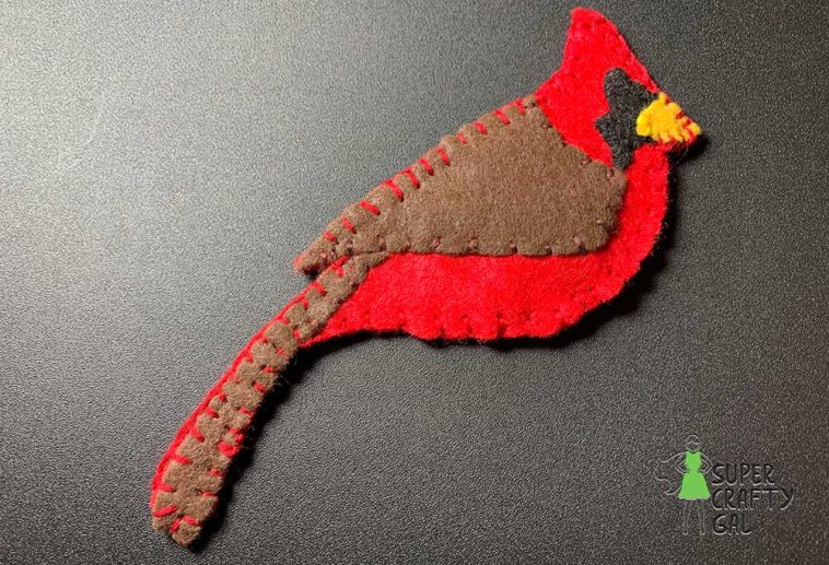 Felt Cardinal Ornament - Super Crafty Gal